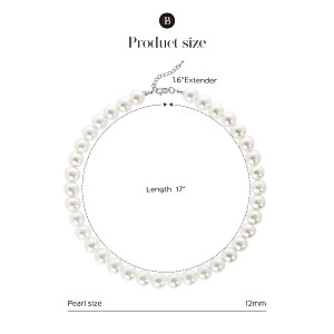 BABEYOND Round Imitation Pearl Necklace Wedding Pearl Necklace for Brides