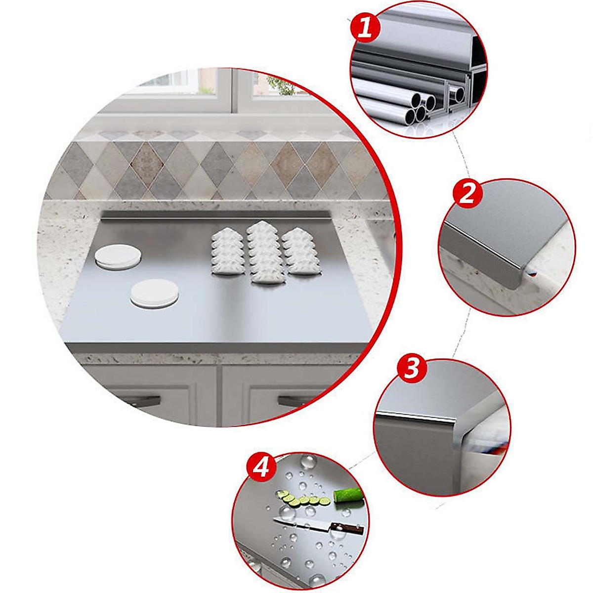 Heavy Cutting Board For Kitchen with Lip with Non Slip Stainless Steel Chopping Board Knife friendly 304 Cutting Boards For Meat Vegetables-Double fold (11.8 * 15.7in(30 * 40cm),Thick:1.5mm)