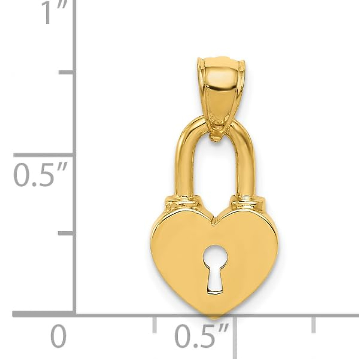 IceCarats 14K Yellow Gold Heart Love Lock Necklace Charm Pendant Only