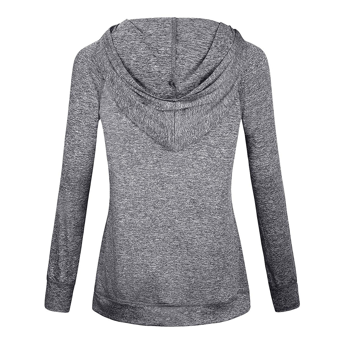 Hibelle Hoodys for Women Zipper, Womans Full Zipped Up Long Sleeve High Neck Moisture Sweat Wicking Trendy Running Jackets with Hoodie Kangaroo Pockets Sweatshirt Space Dye Gray Large