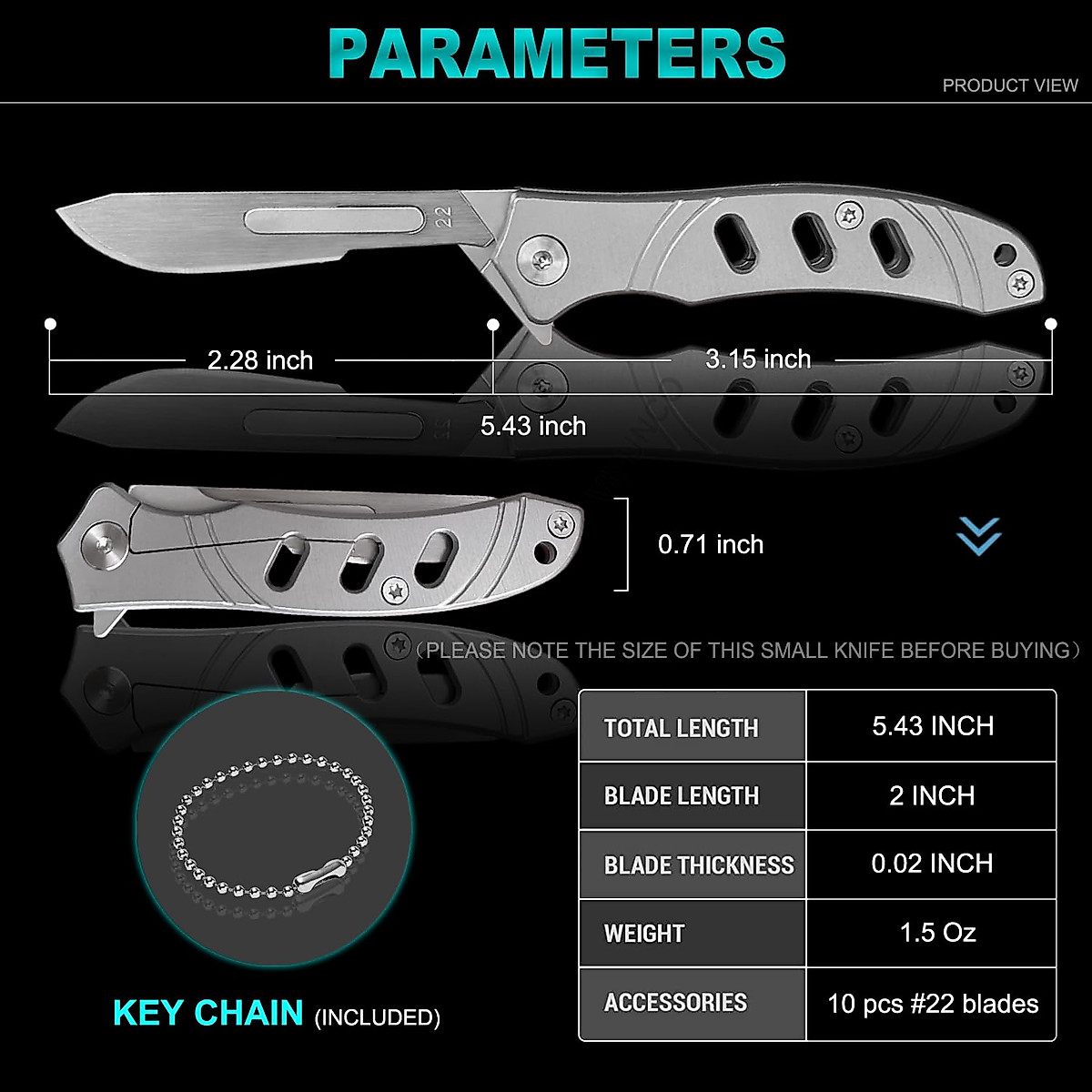 VIFUNCO Folding Scalpel Knife, Pocket Knife for Men, Small Keychain Knife Key Knife, Slim Razor Knives with 10pcs #24 Replaceable Blades, EDC Utility knife, Surgical Knives for Outdoor