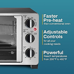 Elite Gourmet ETO2530M Double French Door Countertop Toaster Oven, Bake, Broil, Toast, Keep Warm, Fits 12" pizza, 25L capacity, Stainless Steel & Black
