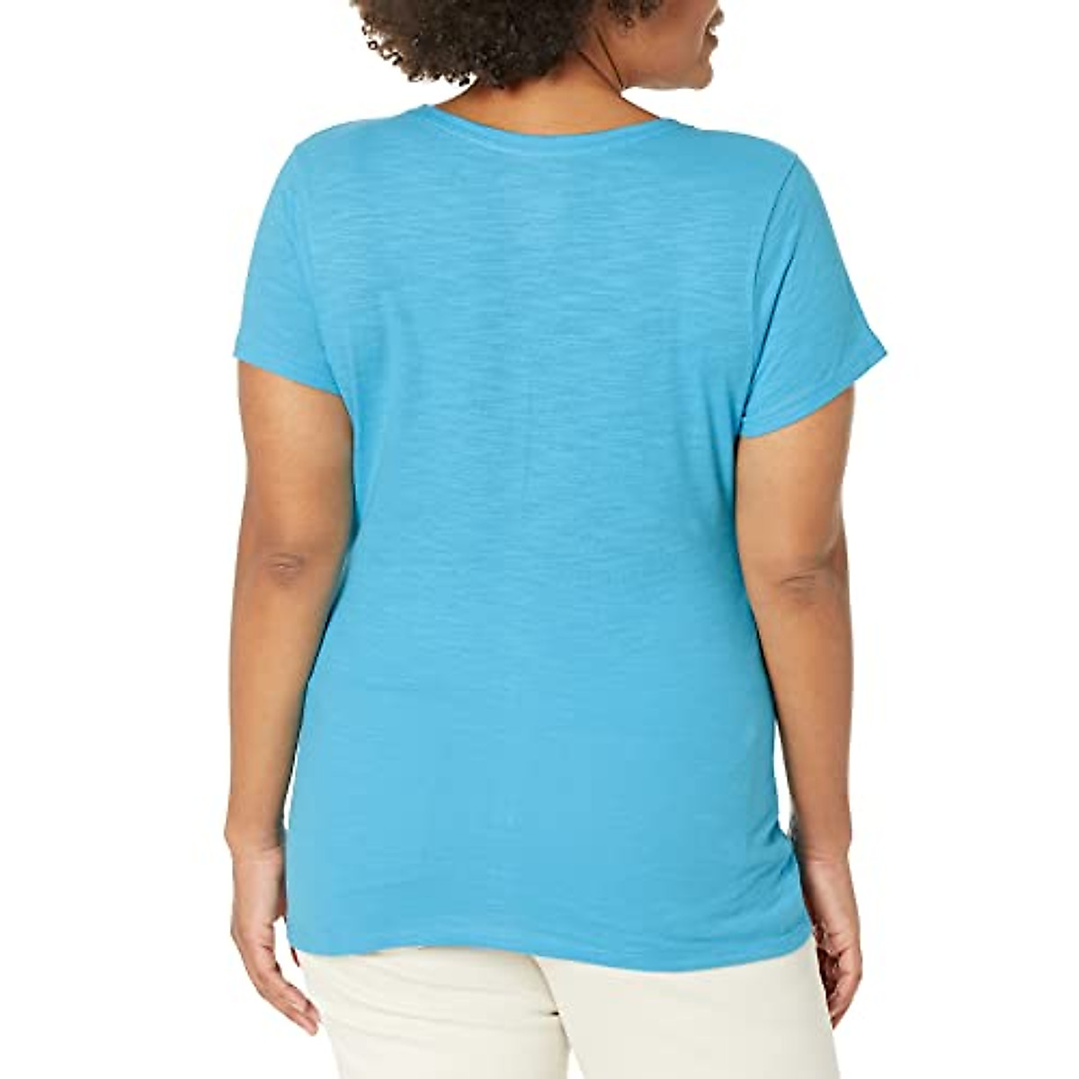 Hanes Women's Shirts, Slub Cotton Shirred V-Neck Tee, Cotton T-Shirts for Women, Women’s Tee Shirts