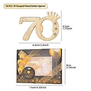 KaGrbves 50 Packs 70 Bottle Openers for 70th Birthday Party Favors Gifts or Souvenirs for Guests 70th Wedding Anniversary Party Favor Gold and Black Theme Party Decorations (70)