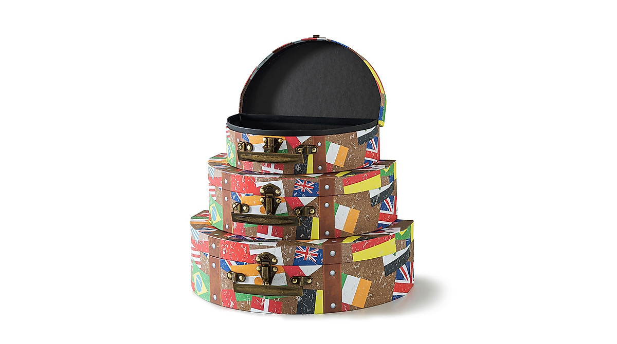 Travel Themed Decorative Storage Boxes Set of 3 | Global Travel Style