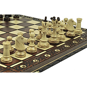 Brown Senator Wooden Chess Set - Weighted Chessmen 16 x 16