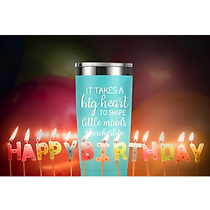 MASGALACC Teacher Gifts for Women - It Takes a Big Heart to Shape Little Minds - Teacher Tumbler With Lid - Teachers Appreciation Gift, Birthday Christmas Preschool Teachers Thank You Gifts, 20oz