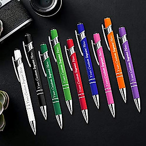 GIFTSDIY Personalized Pens with Stylus,Custom Engraving Ballpoint Pens,Imprinted with Your Logo or Message for Christmas, Graduation And Birthday,Black Ink,Medium Point (12, Purple)