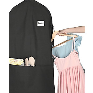 Whitmor Zippered Garment Bag with Pocket, Black