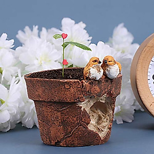 Cabilock Exquisite 1PC Resin Bonsai Flower Pot Miniature Handmade Vase Succulent Flower Plant Storage Container Lifelike Microlandscape Flowerpot Decor for Garden Balcony Park Yard Bird Style