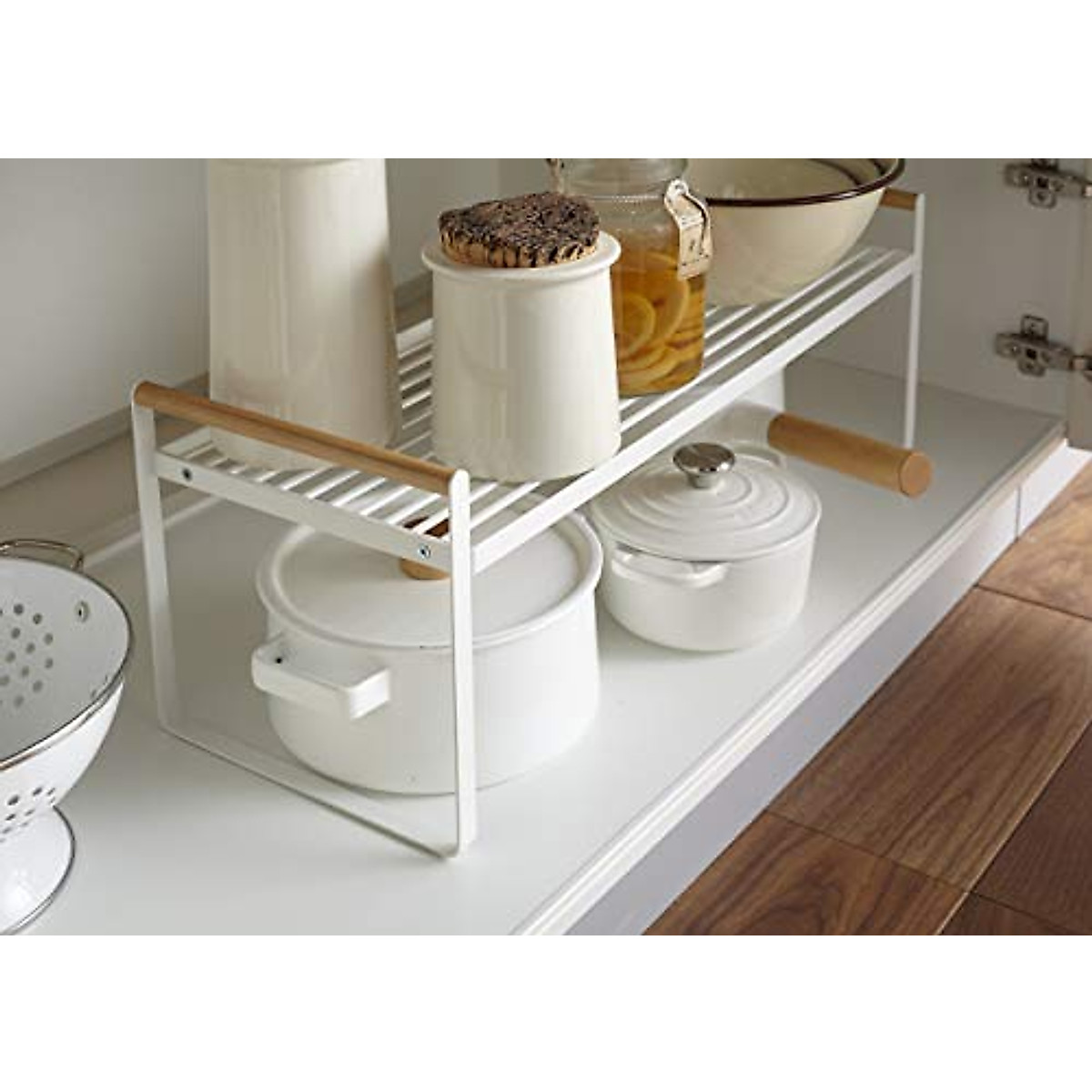 YAMAZAKI home Wired Organizer Rack-Kitchen Storage Shelves, One Size, White - 3803