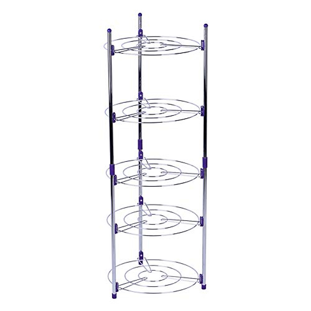 5 Tiers Pot Shelf, 101.5 x 35cm Silver Carbon Steel Home Kitchen Metal Wire Shelving Organizer Storage Rack Cookware Holder