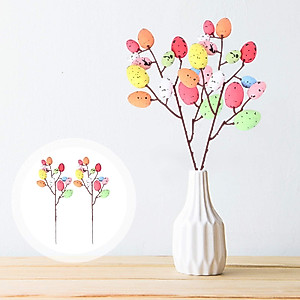 LUOZZY 8pcs Easter Egg Picks Artificial Easter Eggs Branches Flower Picks Fake Eggs Bouquet for Spring Easter Party Garden Yard Home Vase Decor
