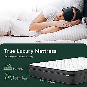 Koorlian Queen Size Mattress, 10 Inch Hybrid Queen Mattress in a Box, 3 Layer Premium Foam with Pocket Springs for Motion Isolation and Pressure Relieving, Medium Firm Feel, 120-Night Trial