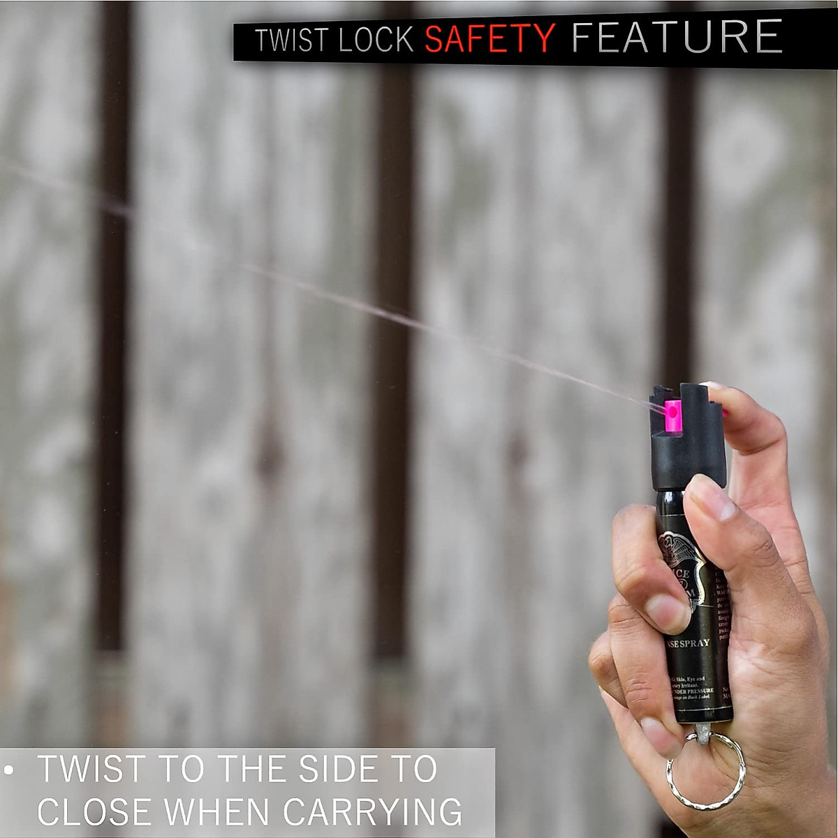 Police Magnum Compact Pepper Spray Self Defense- Strong Built-in Keychain Holder- Made in The USA- 1 Pack 3/4oz Hot Pink Twist Lock Keyring