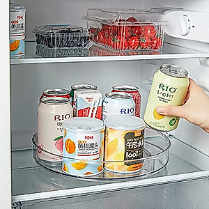 ROWNYEON 360 Rotating Makeup Organizer 2 Pack Lazy Susan Bathroom Organizer Skincare Organizers Turntable Plastic Spinner for Pantry/Bathroom,Kitchen, Fridge, Cupboards (1 Small+1 Large-2 Pack)