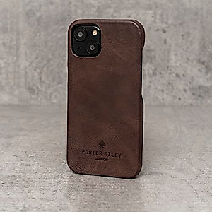 Porter Riley - Leather Case for iPhone 12 Mini (5.4"). Premium Genuine Leather Slimline Back Case (Chocolate Brown)