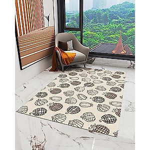 Thanksgiving Bohemia Area Rug 2'7"x5',Outdoor Indoor Small Carpet Runner for Teen Girls Boys Bedroom,Living Room,Bathroom,Classroom,Office,Kitchen,Washable Area+Rug Autumn Black Dot Plaid Pumpkins