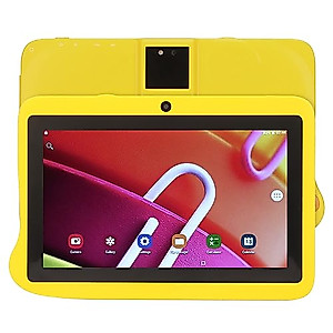 DAUZ 7 Inch Kids Tablet, Yellow Octa Core Processor Front 2MP Rear 5MP 4GB 128G 100-240V Tablet Support 10 for Study (Yellow)