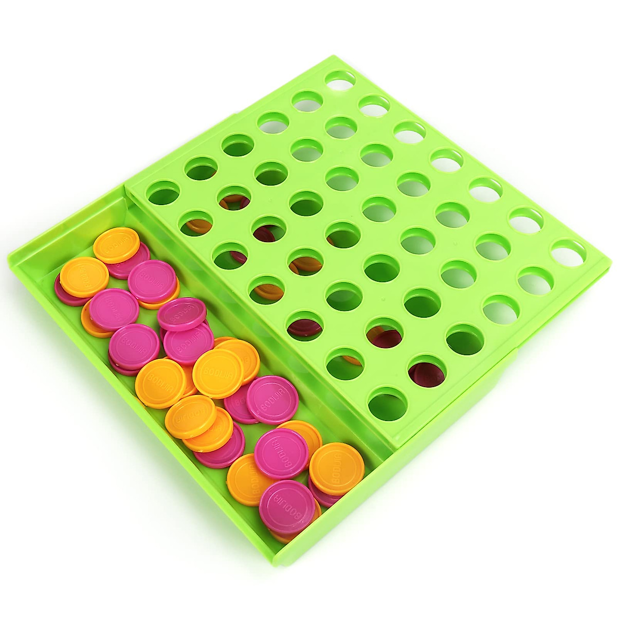 4 in a Row, 2 Pack Board Games, Four in a Row Game, 8.2 Inch Travel Size Line Up 4, Classic Family Toy for Kids and Family for Fun, Pink, Green (2 Pcs)