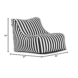Jaxx Ponce Outdoor Bean Bag Chair - Weather Resistant Patio and Poolside Lounge Seating, Black & White Stripes