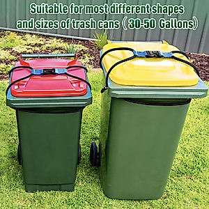 Suzile 2 Pcs Trash Can Lock Heavy Duty Trash Can Lid Lock Garbage Can Lock Garbage Can Holders for Outside Trash Can Bungee Cord for 30-50 Gal Trash Cans Dogs Raccoon Squirrel Bear Outdoor (Green)