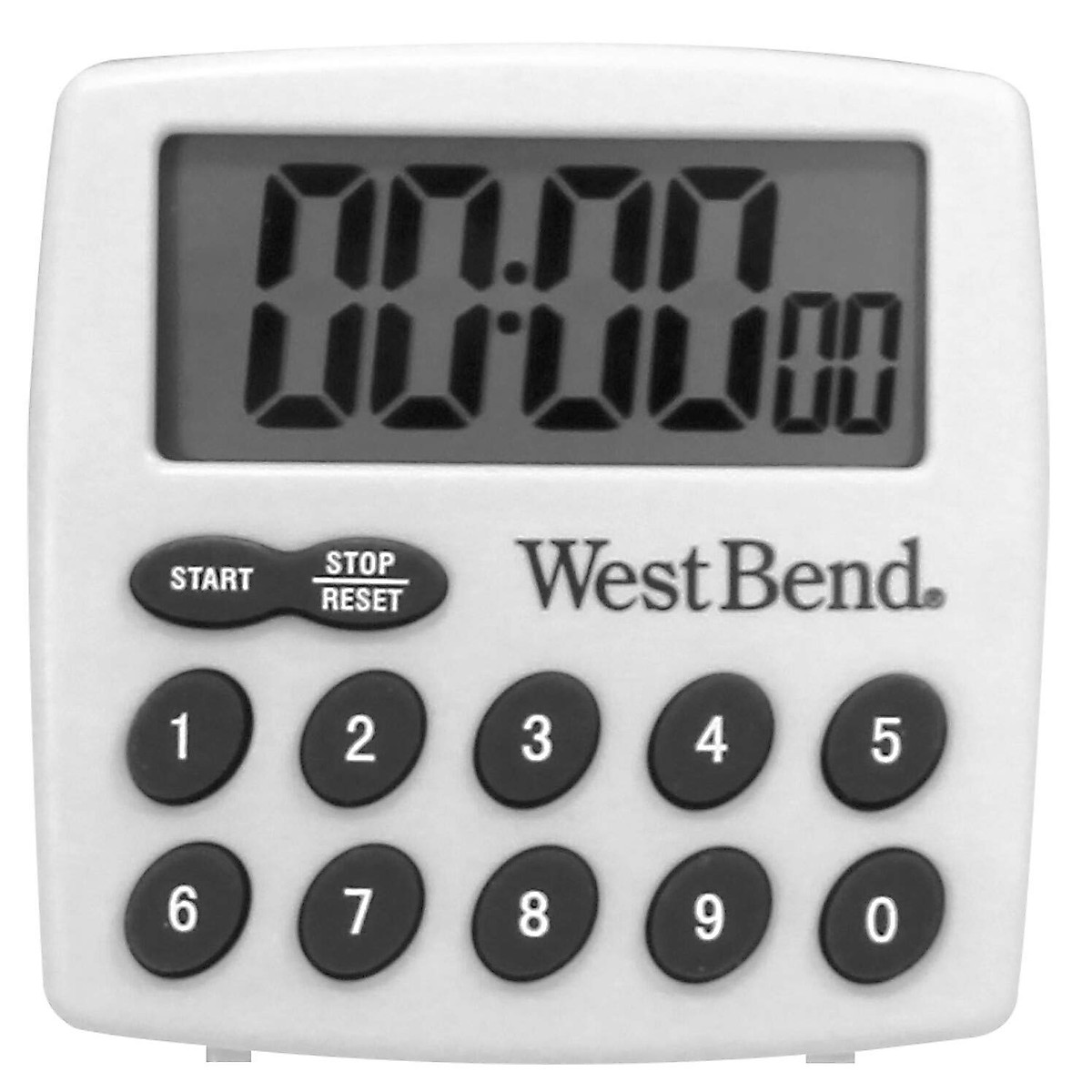 West Bend Easy to Read Digital Magnetic Kitchen Timer Features Large Display and Electronic Alarm, White