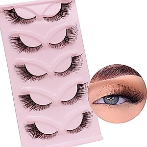 Fyonas Cat Eye Lashes Comfortable Fake Eyelashes Wispy Lashes Natural Look 18mm Fox Eye Lashes Volume False Lashes 5 Pairs Pack (Cat Eye 03)