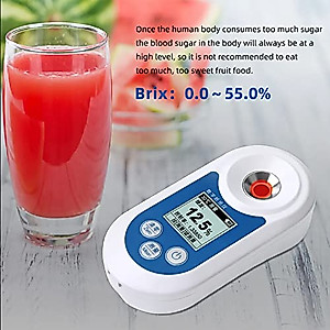 PODEC Digital Brix Refractometer, 0-55% Range High-Precision Fruit Meter with Automatic Temperature Compensation Function, ±0.2% Precision and IP65 Waterproof, for Sugar Solutions Food