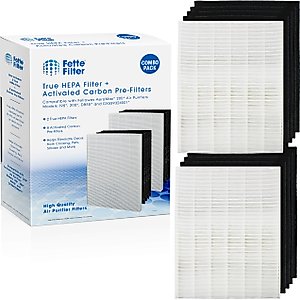 Fette Filter -Premium True Hepa H13 Filter Replacement Compatible with Fellowes AeraMax 190/200/DX55 Air Cleaner Purifiers Part # 9287101 9324101 (2-Hepa + 8 Carbon Filters)