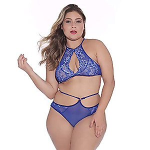 Toxz Fashionable Plus/Large Size Three-Point Lace-Necked T-Hong Women Sexy Underwear,Sheer Perspective Floral Embroidered,Corset Camisole