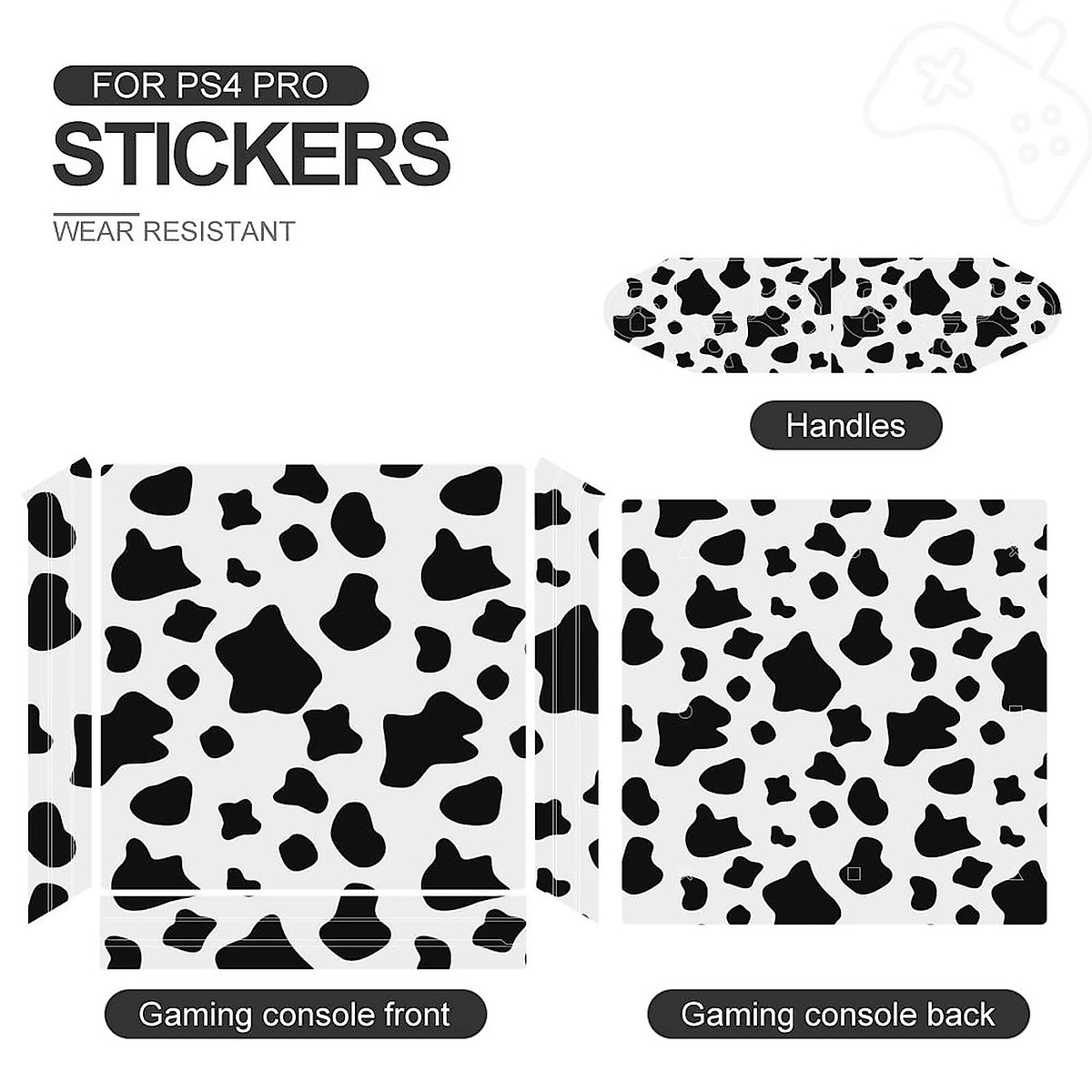 Cow Print PVC Adhesive Sticker Skin Protector Sticker for PS4 Pro/PS4 Slim Controller for PS4 Pro
