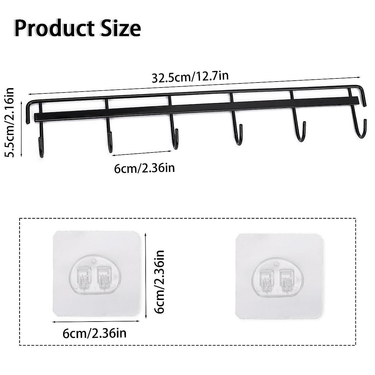 Kalione 2 Pack Wall Mount Utensil Rail Rack, Stainless Steel, 2pcs Adhesive Utensil Holder Hooks for Kitchen Bathroom