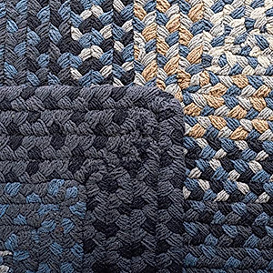 SAFAVIEH Braided Collection Area Rug - 4' x 6' Oval, Dark Grey & Blue, Flat Weave Reversible Cotton Design, Easy Care, Ideal for High Traffic Areas in Living Room, Bedroom (BRD651H)