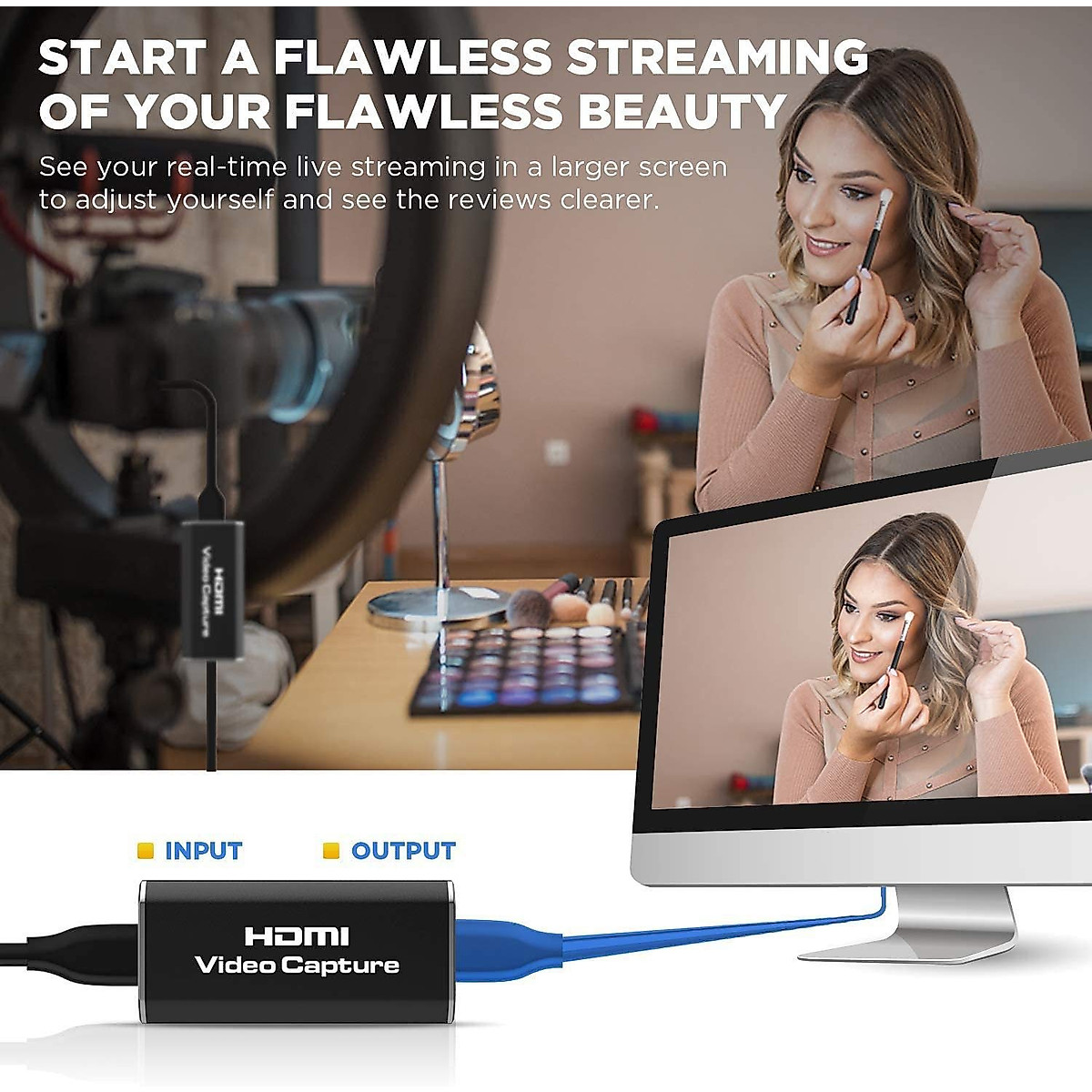 Audio Video Capture Card 1080P 30Hz HDMI to USB 2.0 Capture Card Record via DLSR for Gaming Streaming Live Broadcasting Teaching