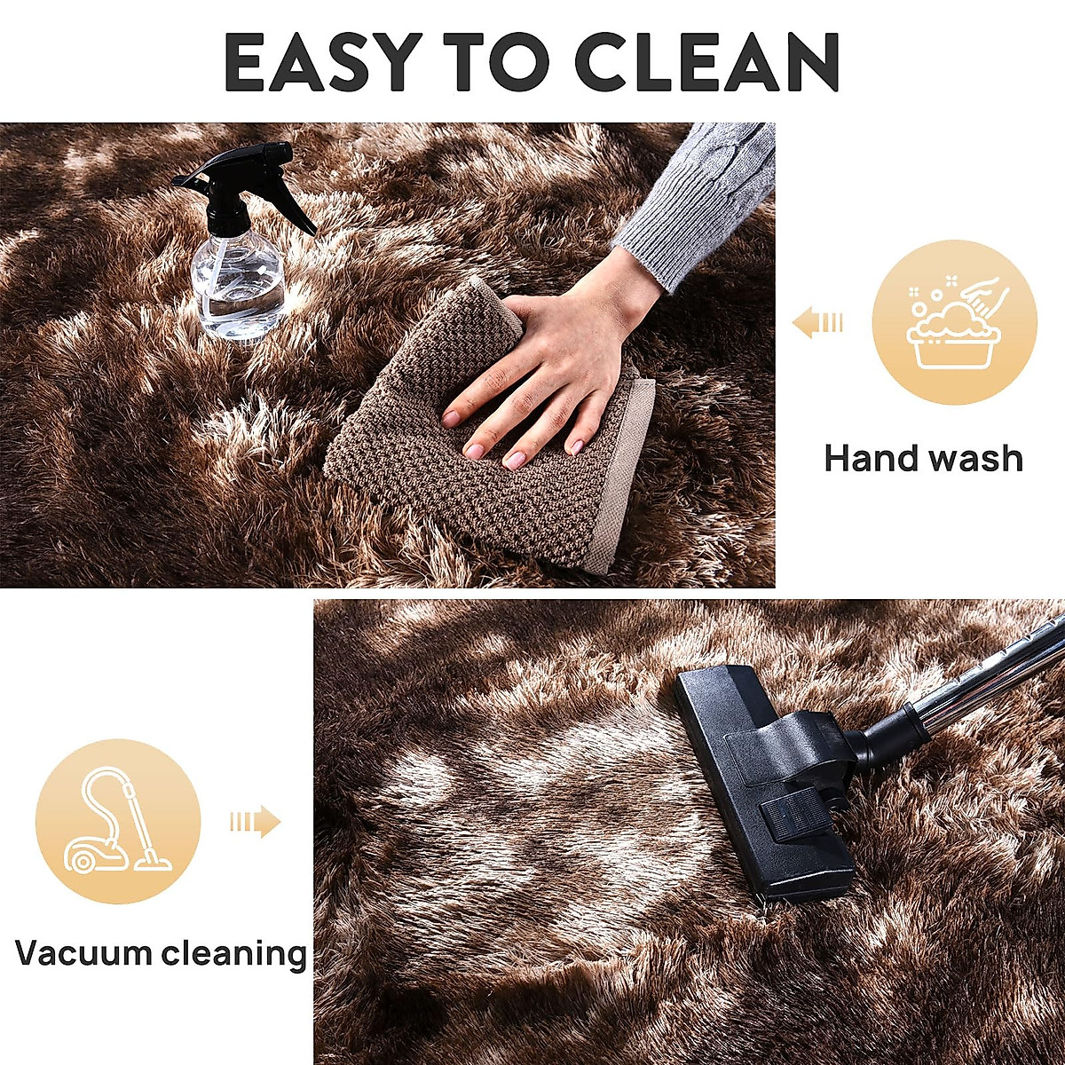 Isdook Soft Shaggy Rugs Fluffy Rug, Plush Area Rugs for Living Room Nursery Home Decor, Tie-Dyed Brown Anti-Skid Rectangular Fuzzy Rug 2x3 Feet