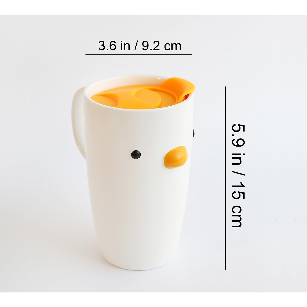 PURROOM Duck Coffee Mug with Lid, Travel Cup with Handle & Sealed Lid. 20 oz Cute Chick Tall Cup, Safety Ceramic. Best Gifts For Coffee Lover.