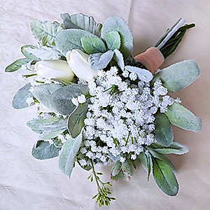 Supla Pack 2 Baby's Breath Artificial 14 Forks,Total of 882 White Blooms Babys Breath Bulk Flower Bush Gypsophila Artificial in White -15.7" Tall for Wedding Wreath Boutonniere Flower Crown