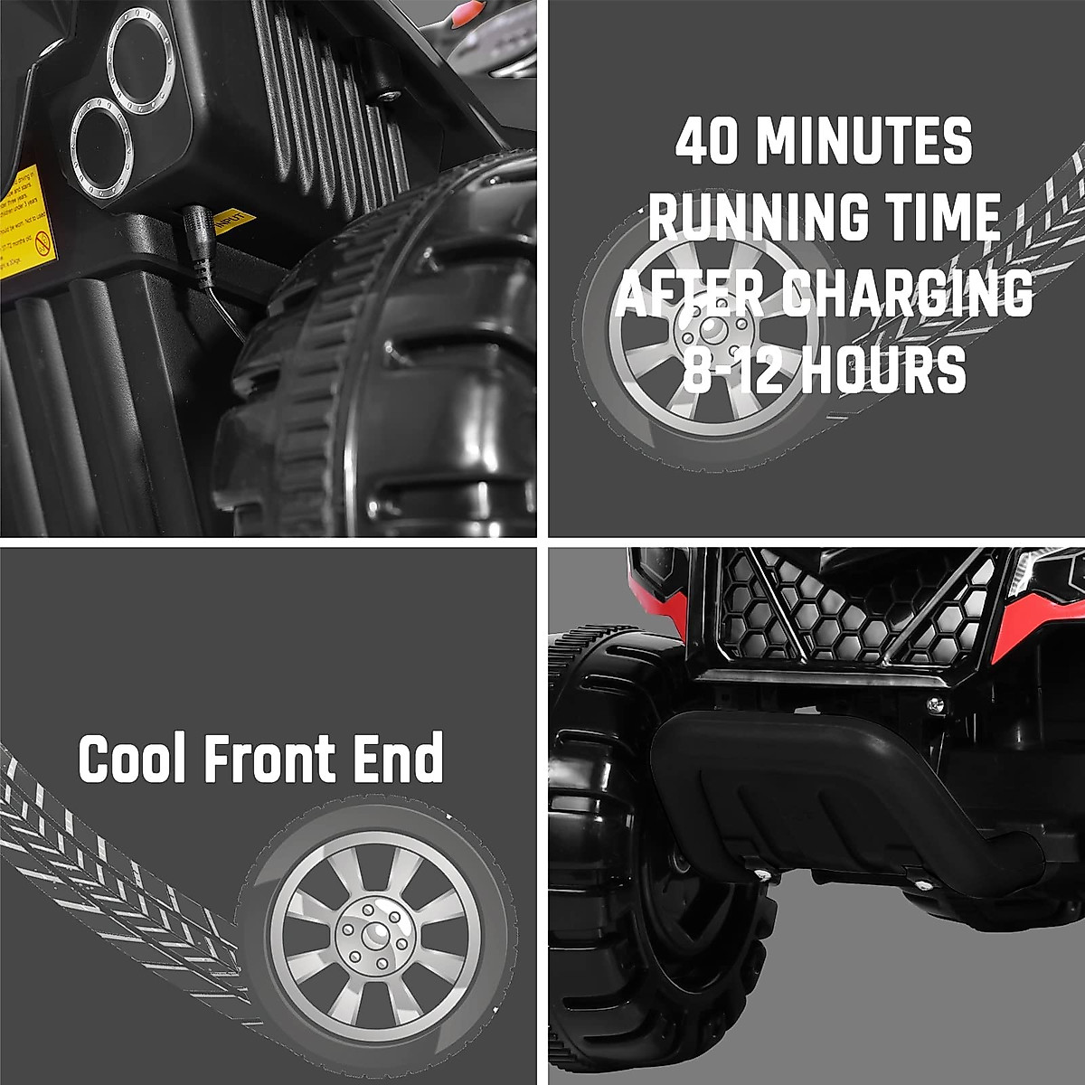 TEOAYEAH 25W Toddlers ATV, Wireless Music, 6V Battery Powered Electric ATV, Rear Motor Ride on Toys, DIY Sticker, Push Button Drive System (Black)