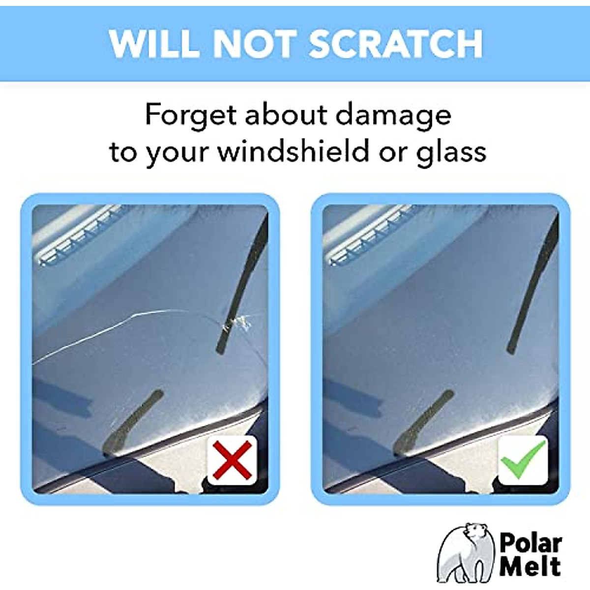 Polar Melt Ice and Snow Scraper with Brass Blade for Vehicle Windshields and Windows, 3 Pack