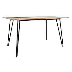 SAFAVIEH Home Collection Alarick Mid-Century Modern Natural/Black Hairpin Leg Dining Table