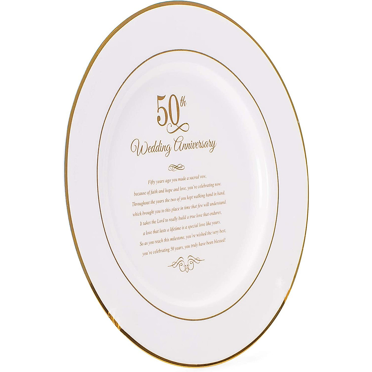 Dicksons Gold Tone 50th Wedding Anniversary 12.5 x 12.5 Porcelain Table Top Plate and Sign Plaque