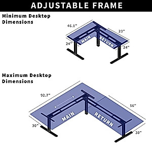 VIVO Electric Motor Sit Standing Height Adjustable Corner 3 Leg Desk Frame, Frame Only, Sit Stand Ergonomic L Frame, DESK-V133E