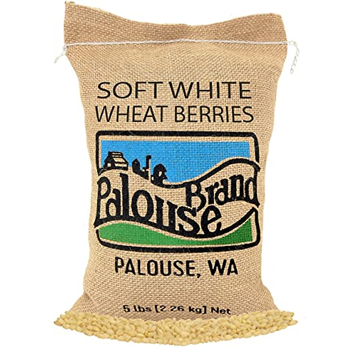 Soft White Wheat Berries | 5 LBS | Family Farmed in Washington State | 100% Desiccant Free | Non-GMO Project Verified | 100% Non-Irradiated | Kosher | Field Traced | Burlap Bag