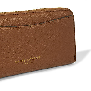 KATIE LOXTON Cara Womens Medium Vegan Leather Zippered Card Holder Wallet Cognac