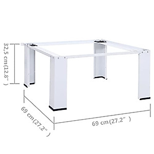 INLIFE Washer Dryer Stand Heavy Duty Washing Machine Pedestal with Storage Drawer Adjustable Height Base for Mini Air Conditioner Refrigerator Dryer White 27.2" x 27.2" x 12.8" (W x D x H)