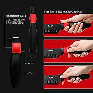 hecef 8-Piece Unique Kitchen knife Set, Knife and Cutting Board Set- 3 Black Stainless Steel Knives with Sheaths and 2 Chopping Mats, Ultra Sharp Knives for Home, Camping, RV, Travel, Picnic and BBQ