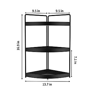 HANGXIN Bathroom Countertop Organizer, Vanity Tray Corner Shelf Storage Organizer for Makeup Cosmetic Perfume, Kitchen Spice Rack Metal Standing Shelf (3-Tire)