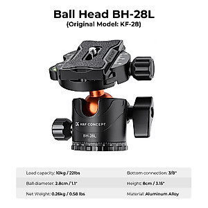 K&F Concept 62 inch DSLR Camera Tripod,Lightweight and Compact Aluminum Detachable Monopod Tripod with 360 Panorama Ball Head Quick Release Plate for Travel and Work K254A1+BH-28L (SA254M1)