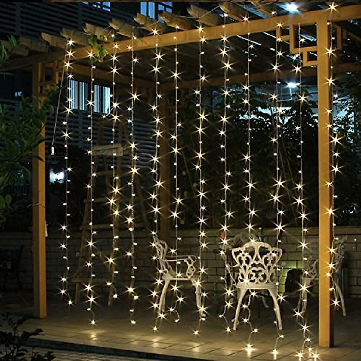 Christmas Lights,3X3M Solar Led String Light, Outdoor Fairy Curtain Lights, Garland Window Christmas Decoration, for Home Garden Party Solar Lamp